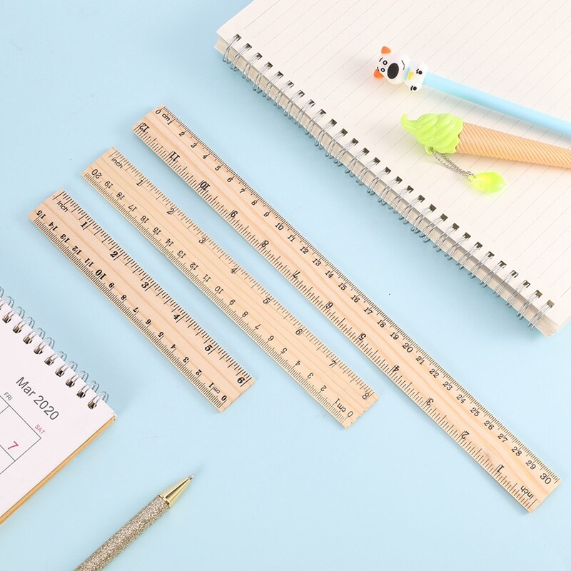 12Pcs/Pack 15cm 20cm 30cm Wooden Ruler Metric Rule... – Grandado