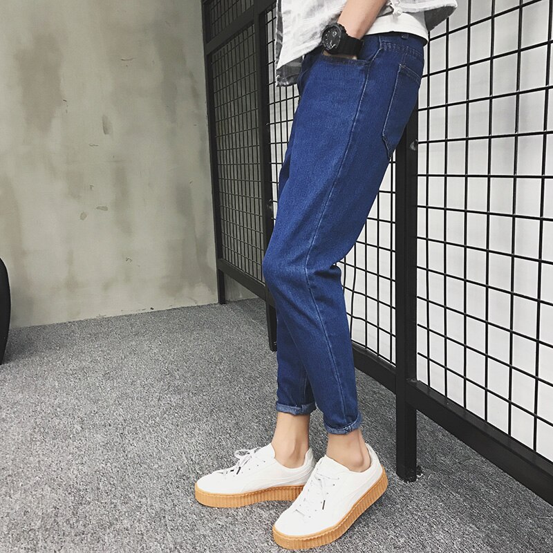 Men Jeans Ankle-length Harem Trousers Solid Simple... – Grandado