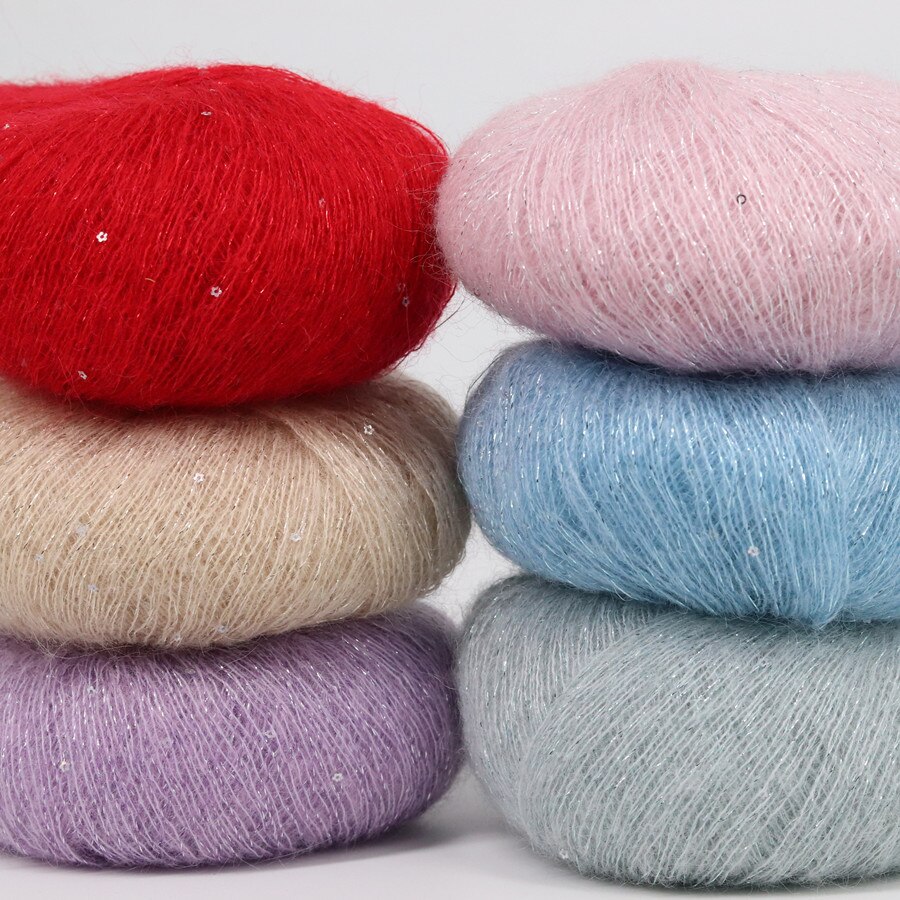 25G Sequins Mohair Yarn Soft Gold Silver Thread Sp... – Grandado