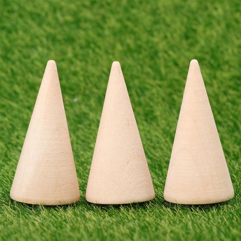 10Pc 2.5x5cm DIY Cones Unpainted Solid Wooden Cone... – Grandado