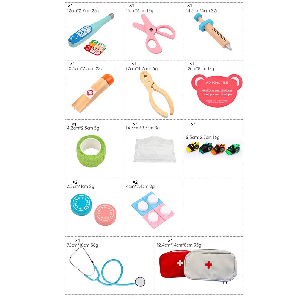 15pcs Kids Cosplay Kit Wooden First Aid Kit Equipm... – Grandado