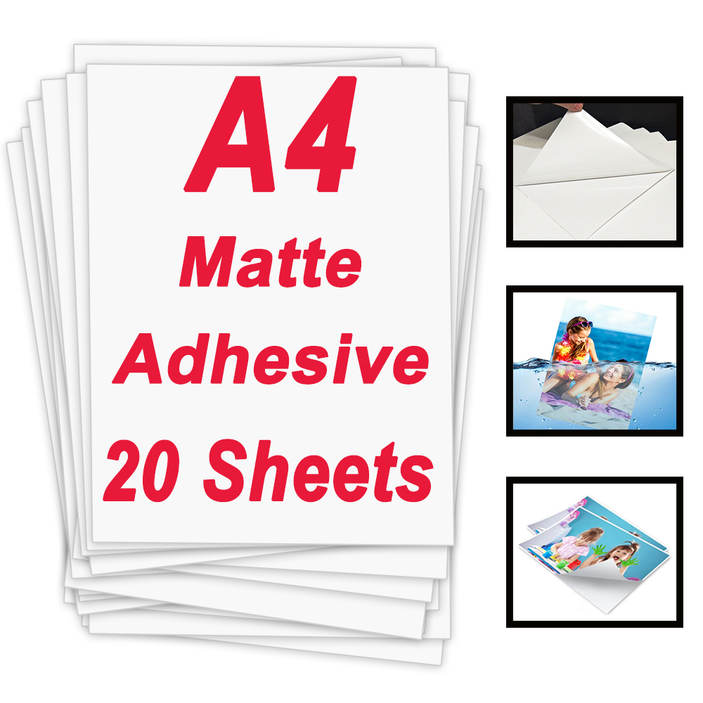 20 Sheets Matte A4 Zelfklevende Fotopapier Sticker... – Vicedeal