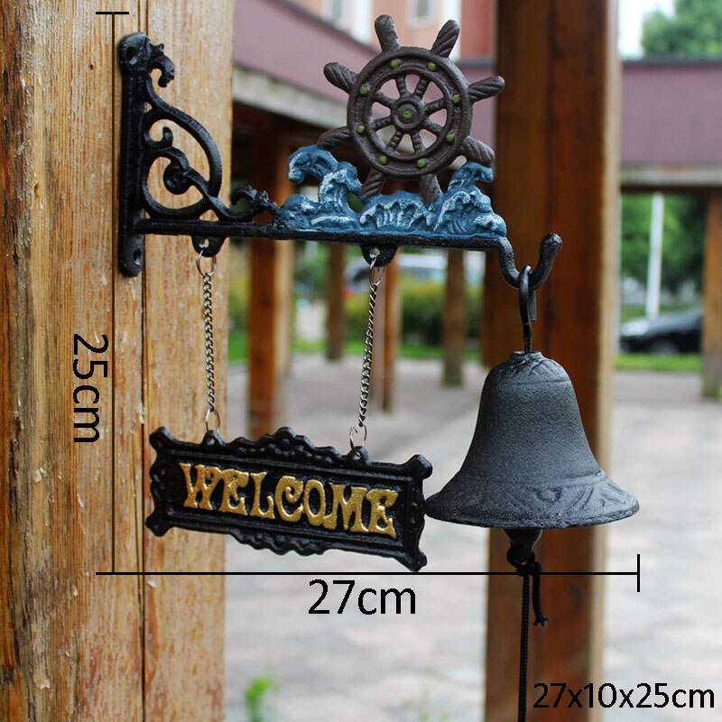 Beach Blue Paint Rudder Cast Iron Wall Bell With G... – Vicedeal
