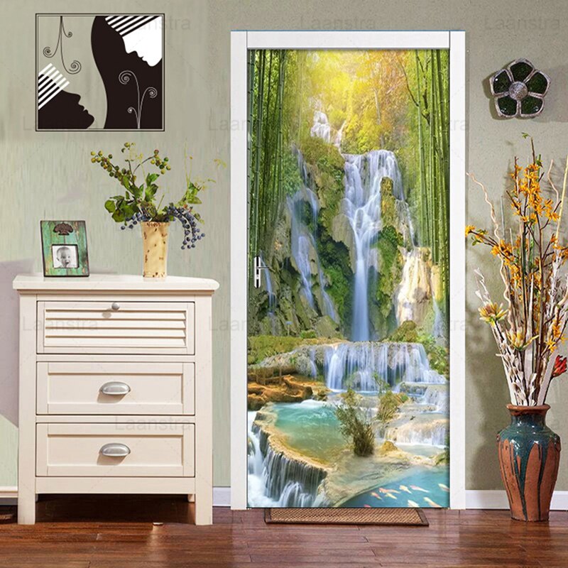 DIY Forest Waterfall Water Park Door Stickers Mura... – Grandado