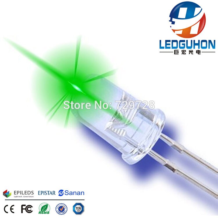 5mm round green light emitting diode through hole ... – Vicedeal