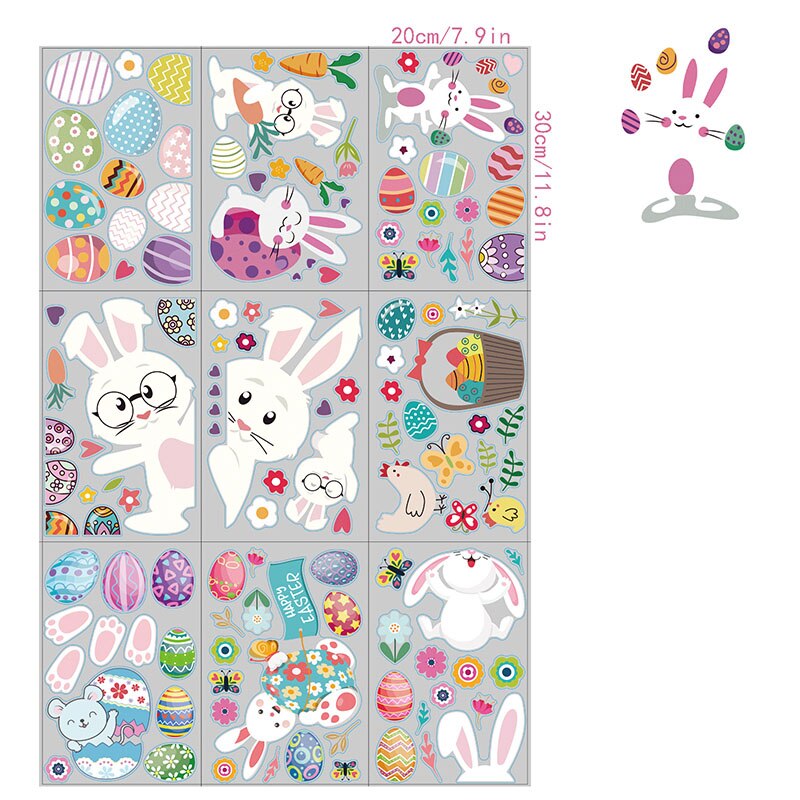 9Pcseaster Bunny Kleurrijke Ei Dwerg Elektrostatis... – Vicedeal