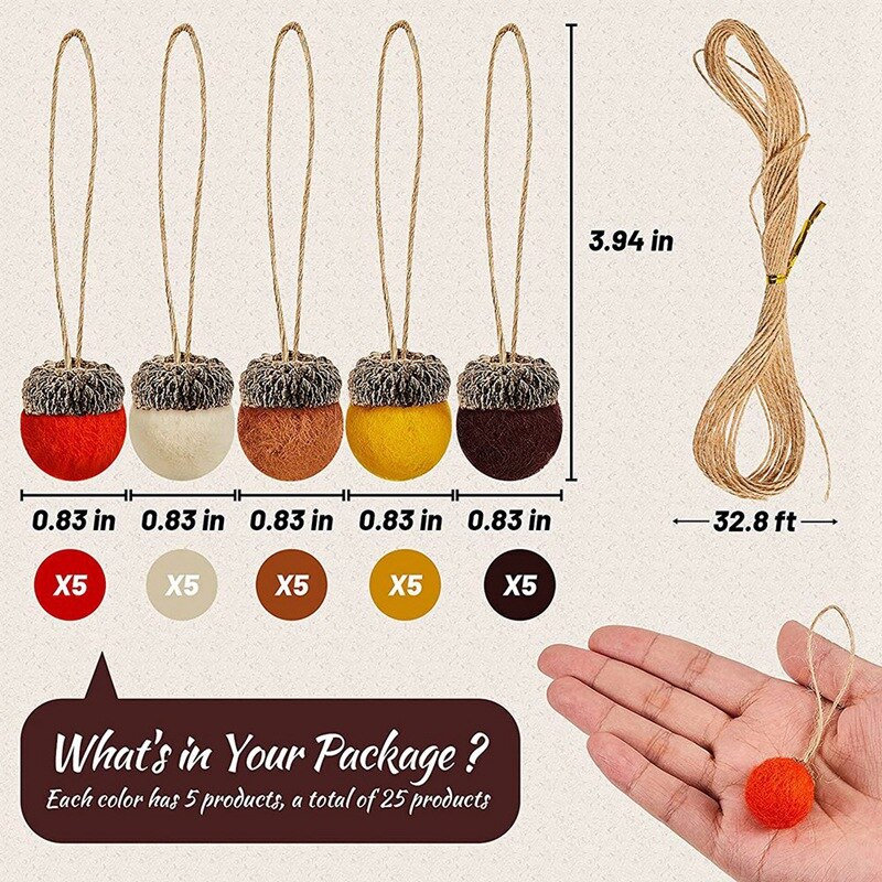 25 Pieces Felt Acorn Ornaments Wool Felted Acorn G... – Grandado