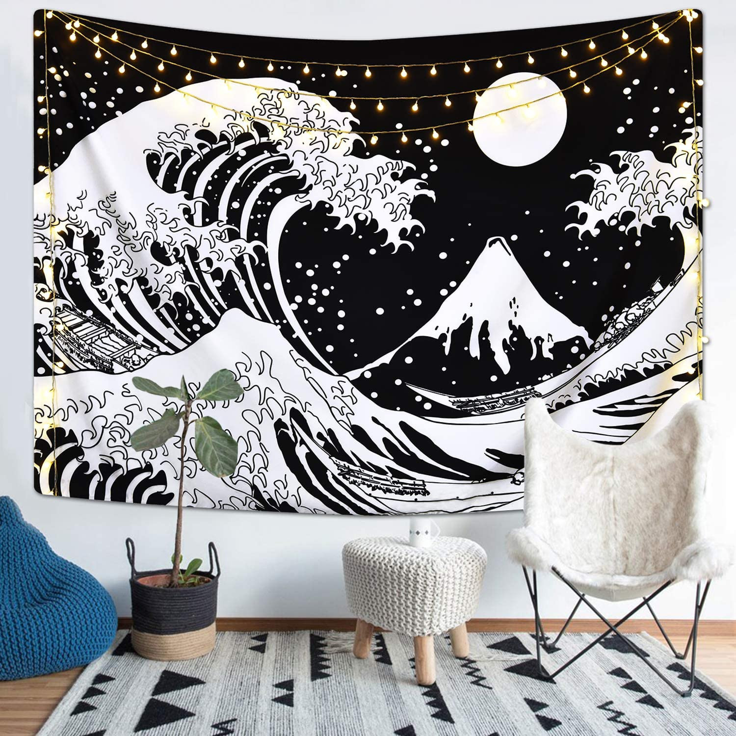Large-size 90x70 Inch Japanese Ocean Wave Tapestry... – Grandado