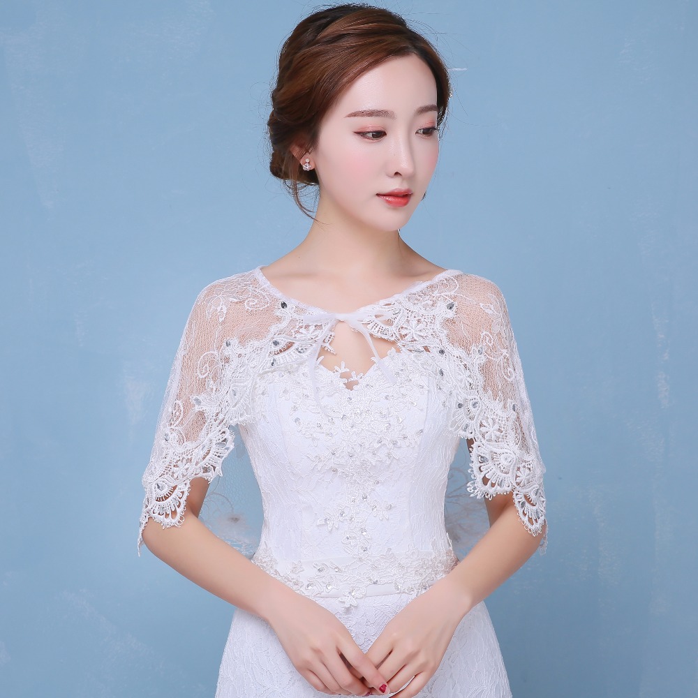 Women Lace Bridal Bolero Crystal Beaded Wedding Ja... – Vicedeal