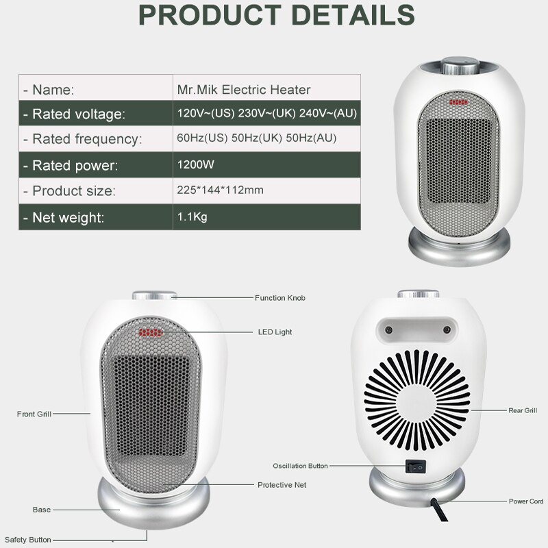 ATWFS Portable Heater Hand Room Outdoor Space PTC ... – Grandado