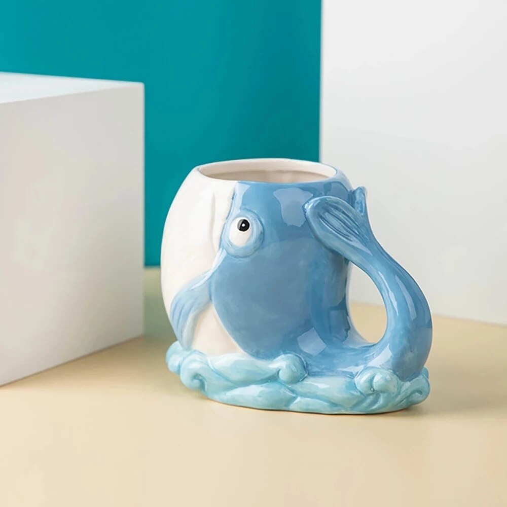 Cute Funny Whale Handle Ceramic Coffee Mug Handmad... – Grandado