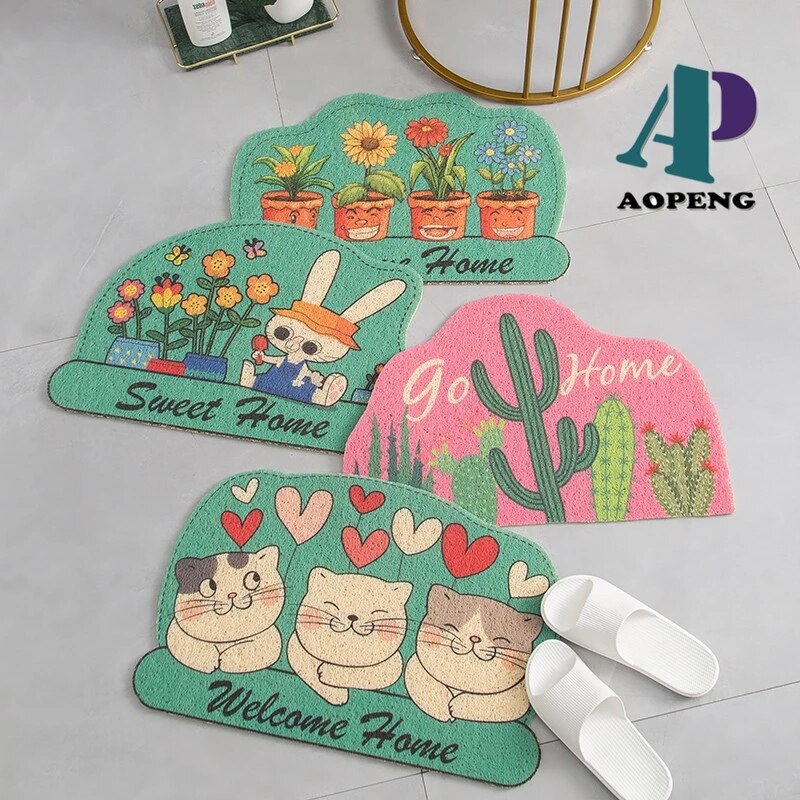 Foot Mat Plant Printing PVC Coil Door Mat Green Pl... – Grandado