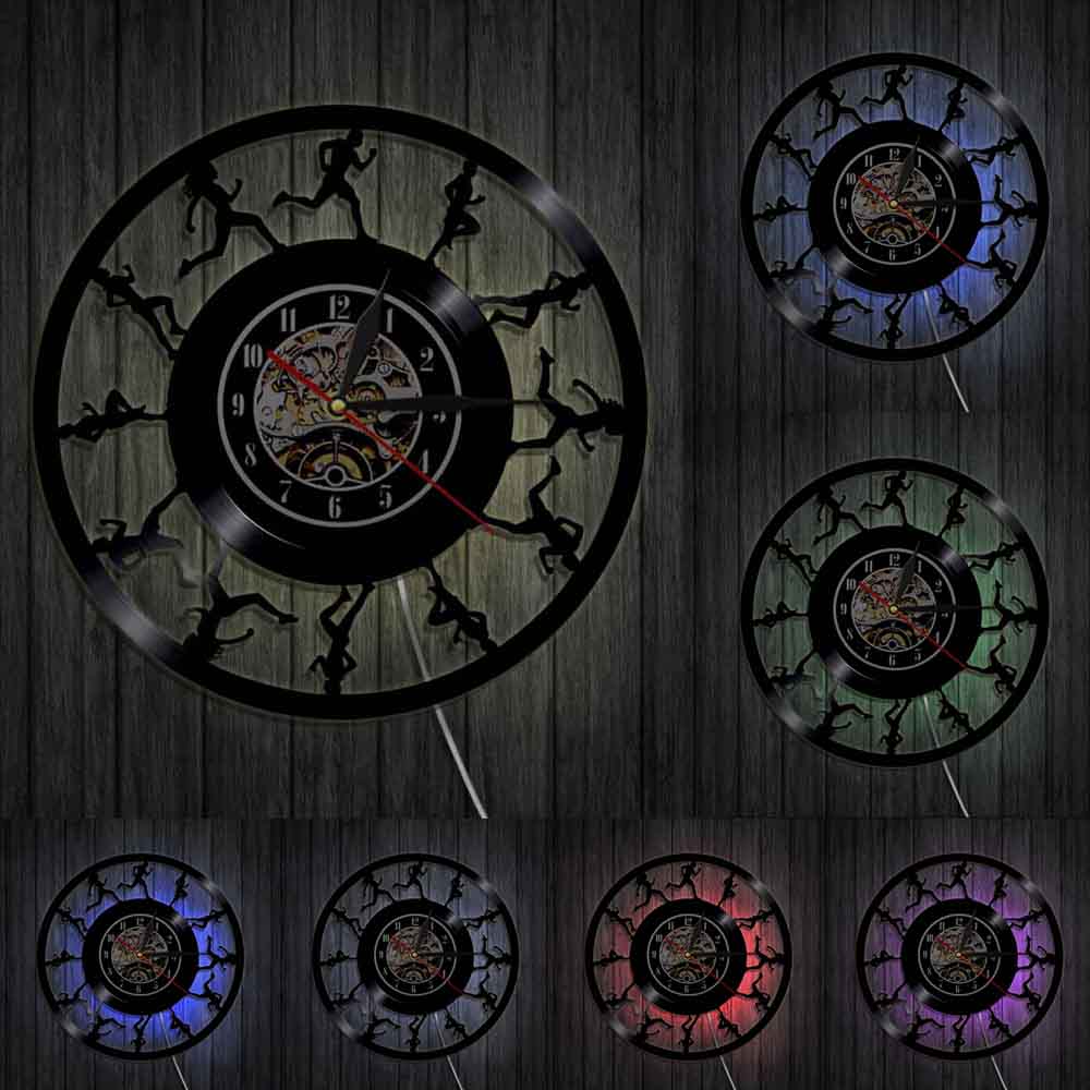 Marathon Runner Runing Silhouette Wall Clock Sport... – Vicedeal