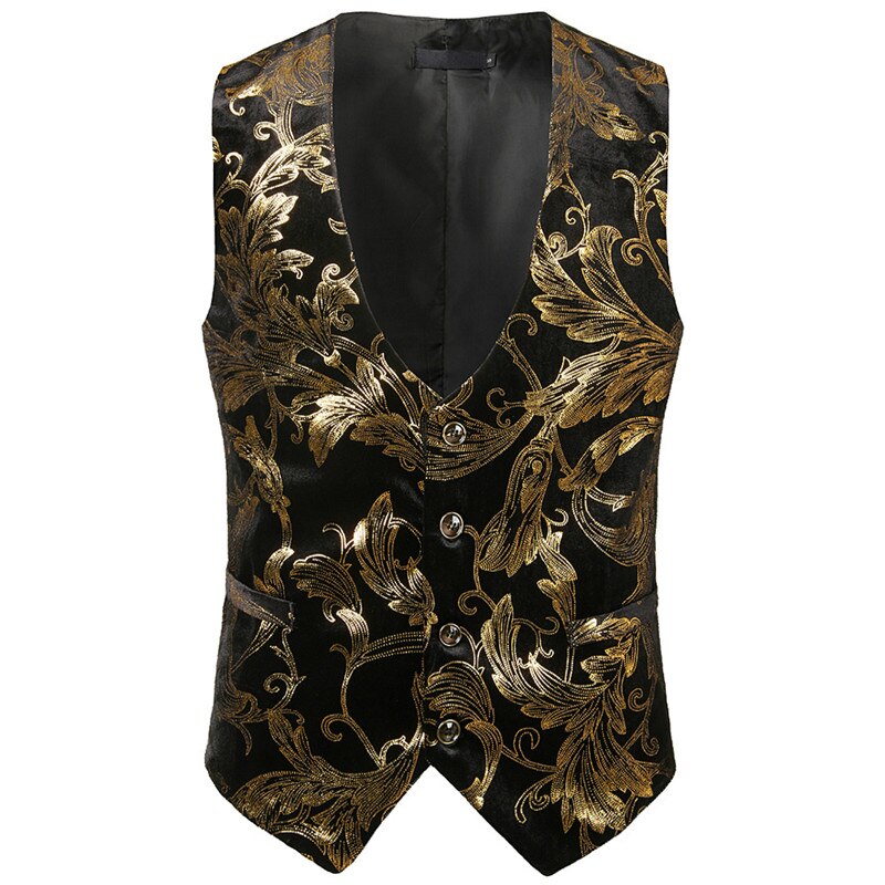 Gold Steampunk Suit Vest Men Brand Slim Fit Single... – Grandado