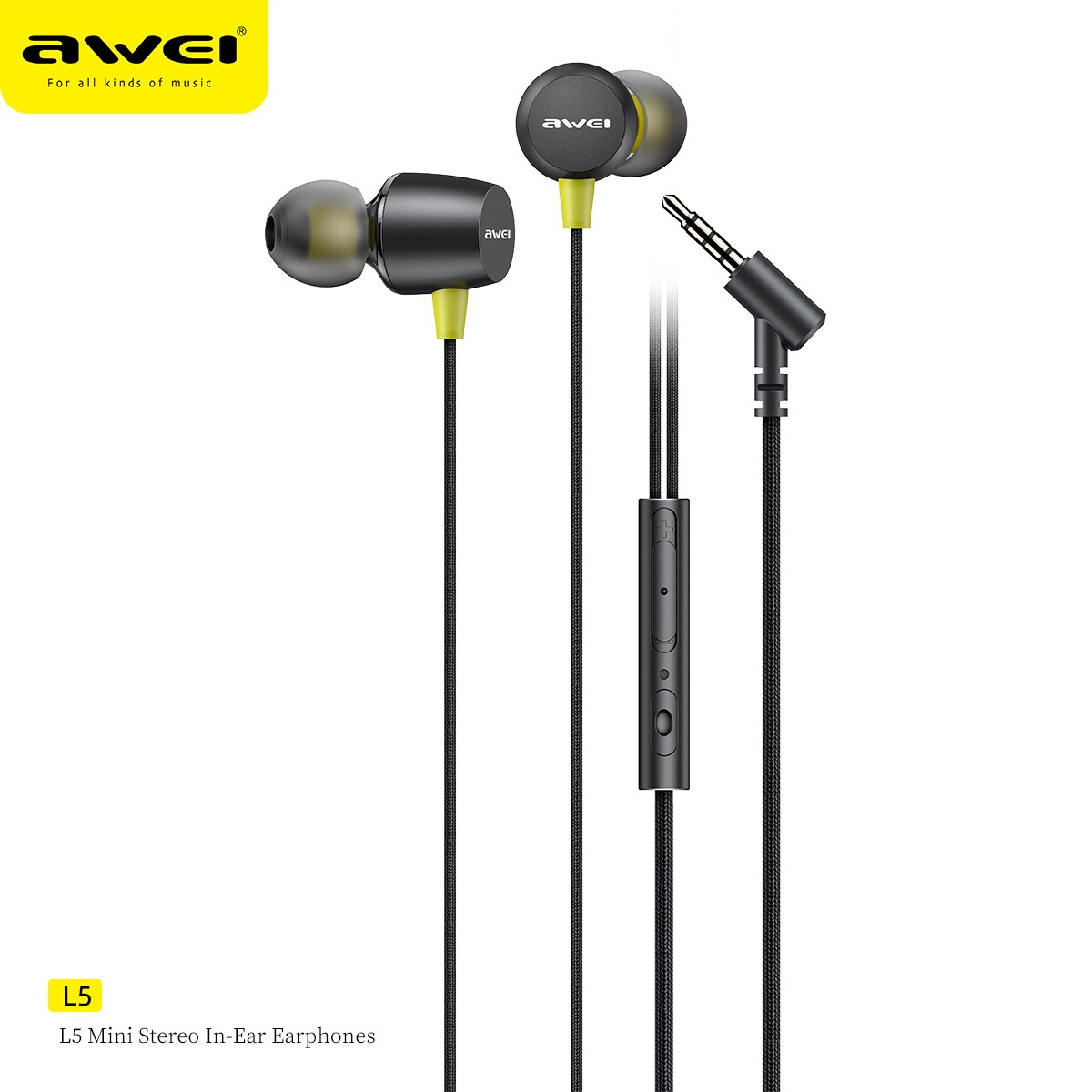 Awei L5 In-ear 3.5mm Wired Earphones Mini Stereo E... – Vicedeal
