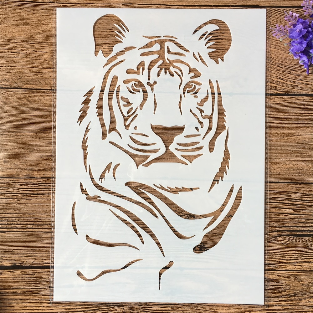 1Pcs A4 Awesome Tiger DIY Layering Stencils Wall P... – Grandado