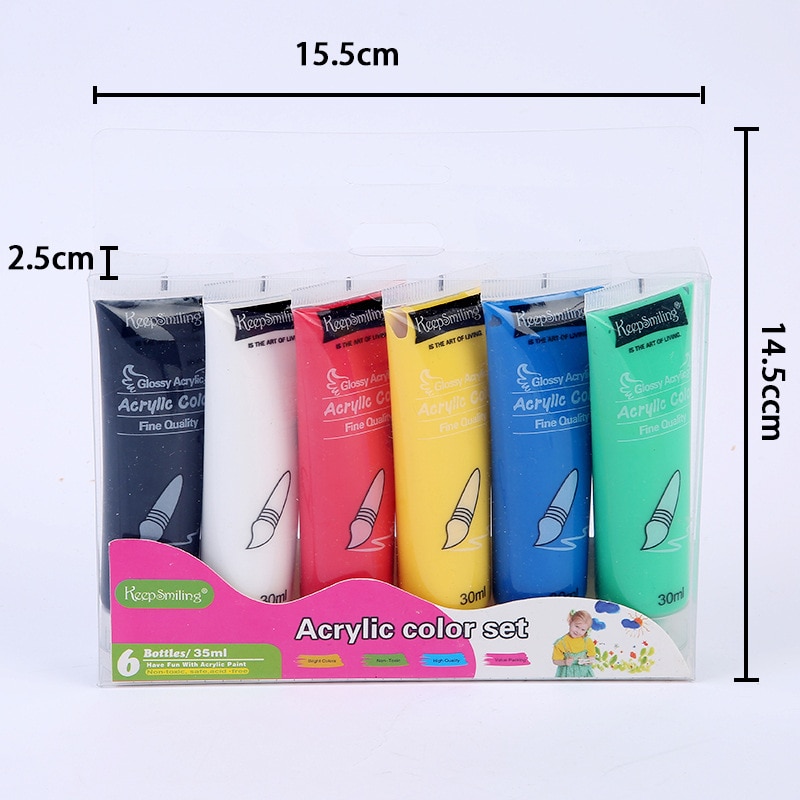 6 color 30ml acrylic paint set student wall painte... – Grandado