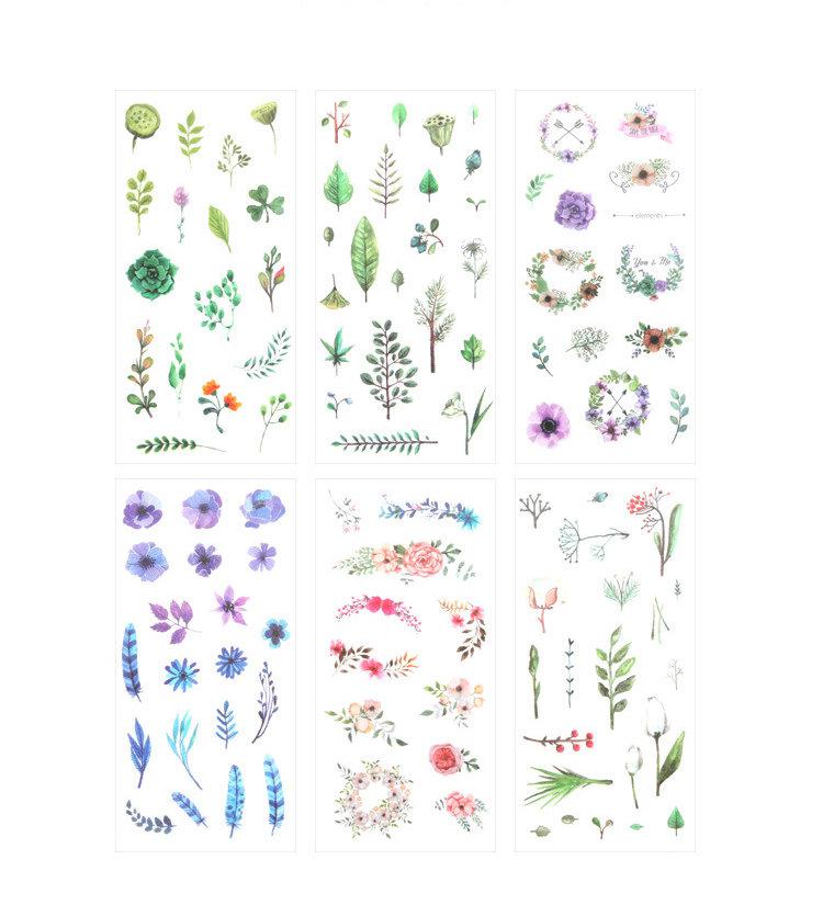 6 ark/pakke friske planter blomster selvklæbende k... – Vicedeal