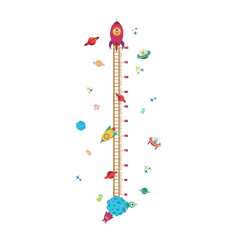 Solar System Rocket Height Measure Wall Stickers K... – Vicedeal