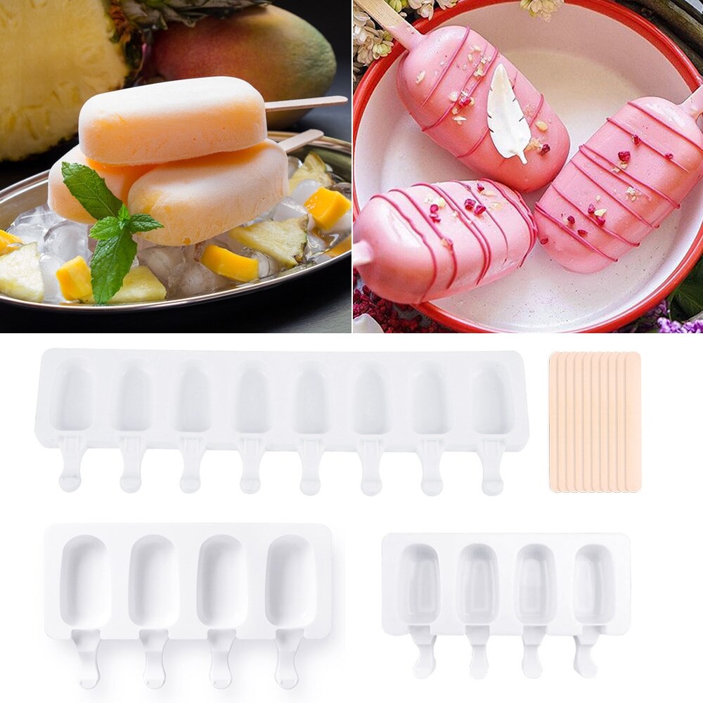 4 Cell Big Size Silicone Ice Cream Mold Popsicle M... – Vicedeal