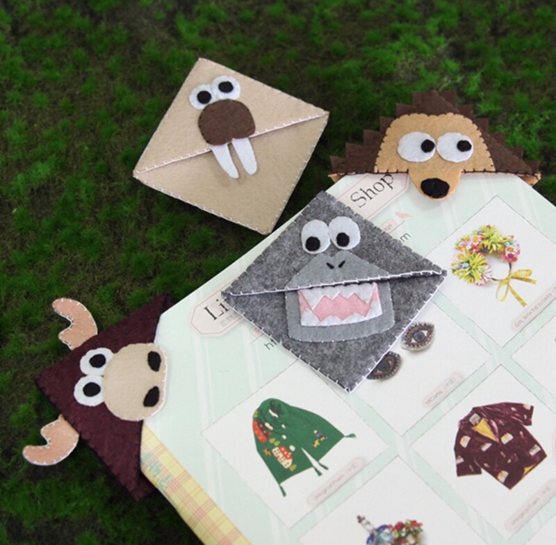 4Pcs/set Lovely Little Animals Bookmark Felt DIY P... – Grandado