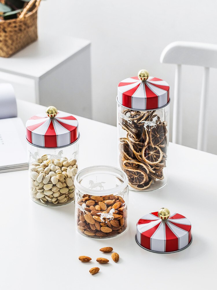 Nordic carousel glass sealed jar-coffee, tea, cand... – Vicedeal