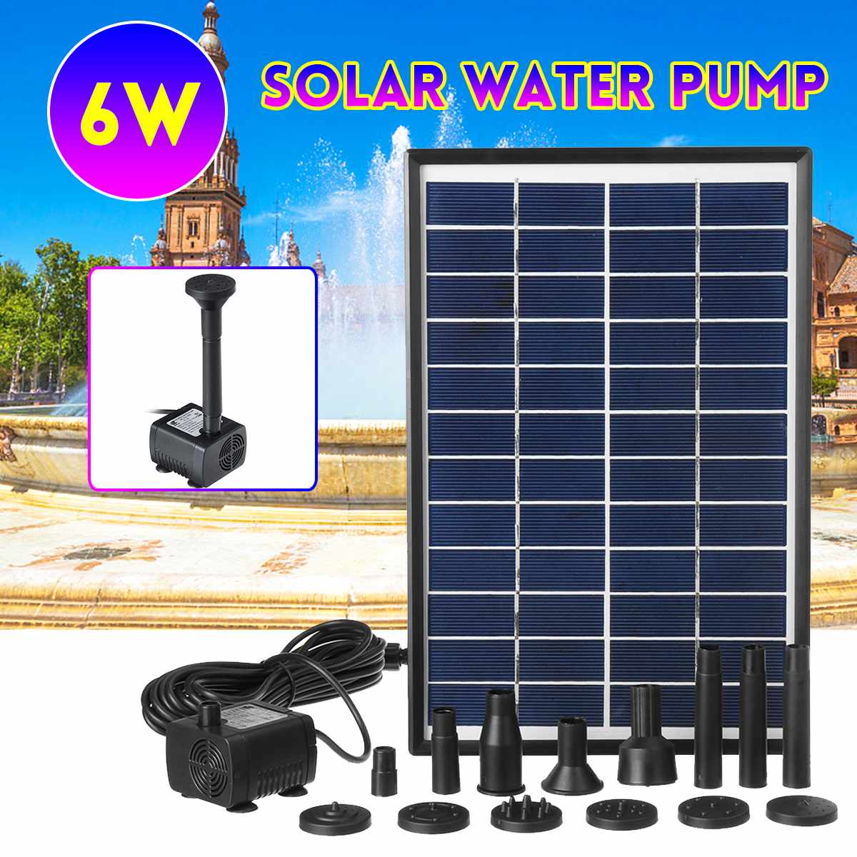 Pompe à eau pour panneau solaire 6W 500L/H | Fonta... – Grandado