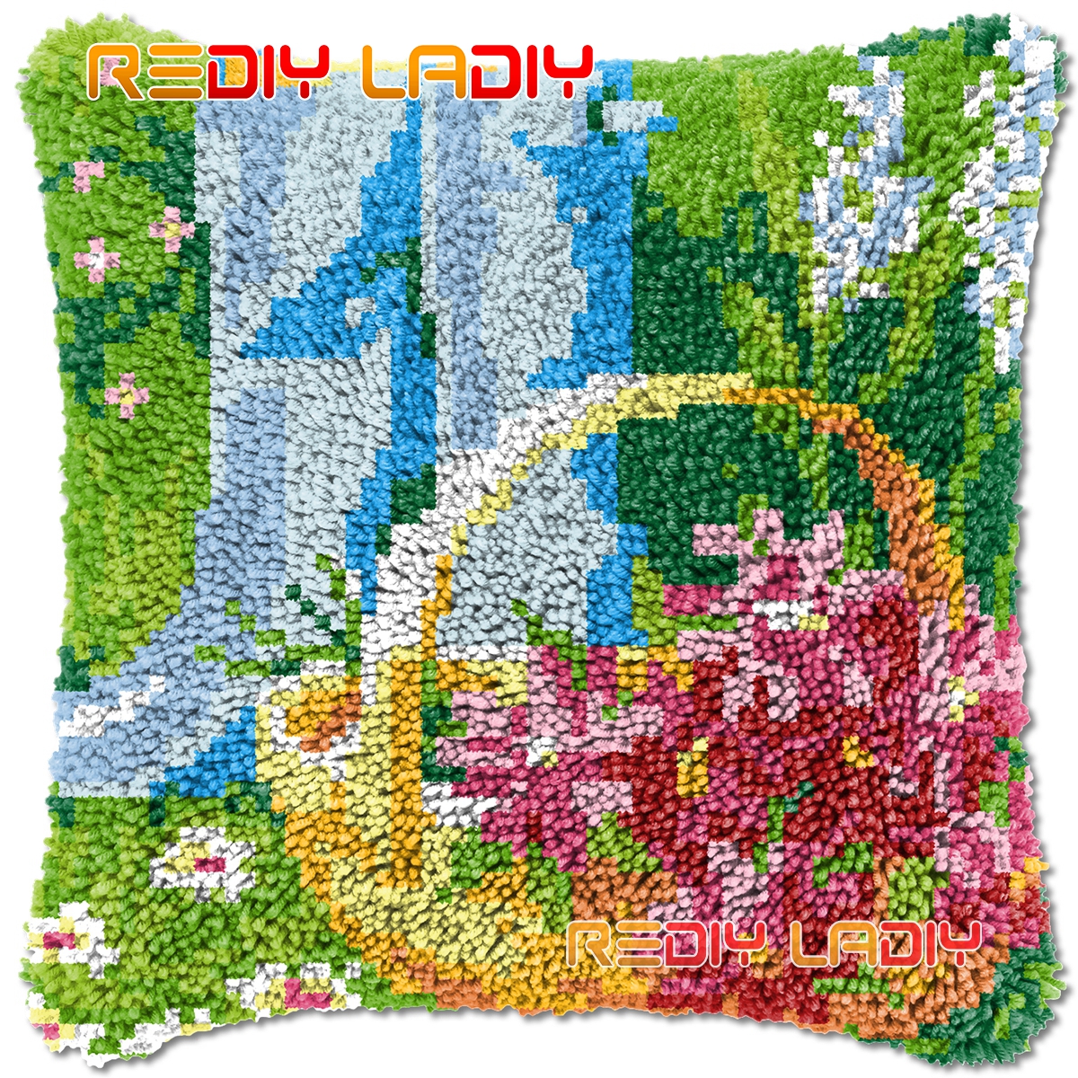 Klink Haak Kussen Mand Van Bloemen Diy Borduren Ki... – Vicedeal