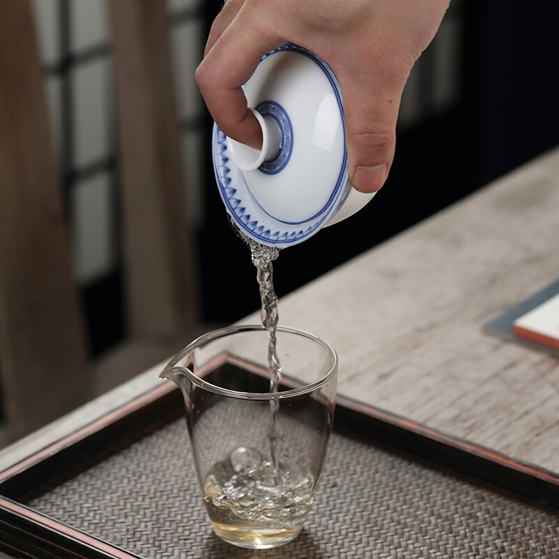 Chinese Style Tea Bowl Ceramic Blue and White Porc... – Grandado