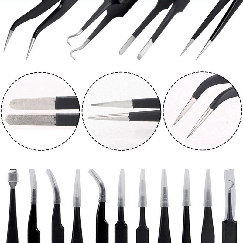 Tweezers 12 Pieces ESD Tweezers Tools Kit Anti-Sta... – Grandado