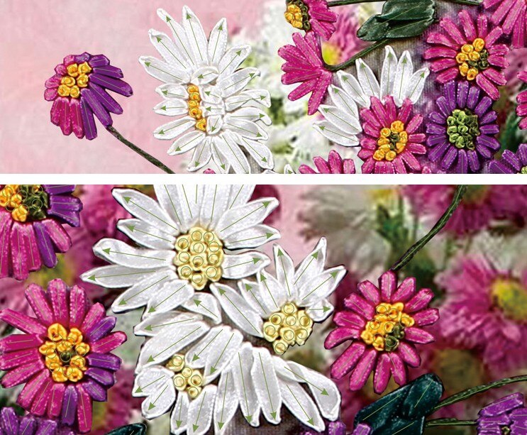 50*40CM 3D daisy flowers Ribbon embroidery kit han... – Grandado