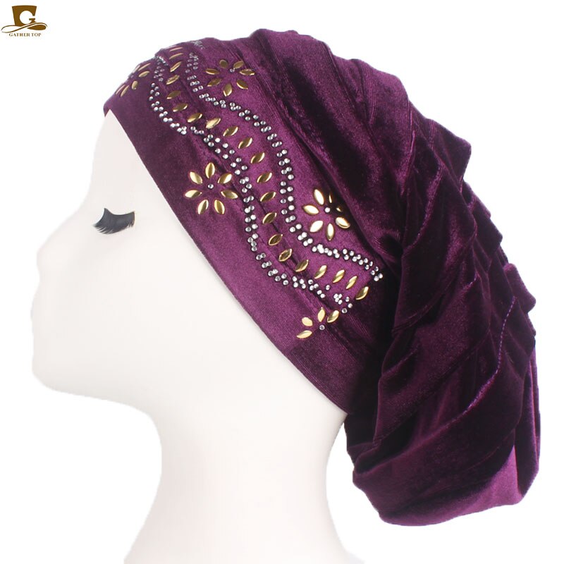 Diamante Velvet Pleated Turban Dreadlocks Sleeping... – Grandado