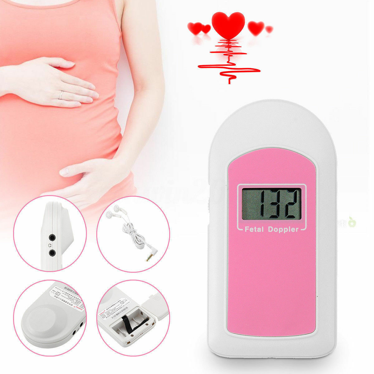 Pocket Fetal Doppler,LCD Prenatal Heart Monitor,Ba... – Grandado