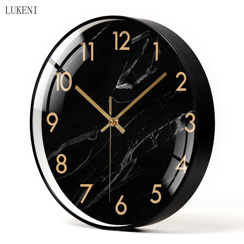 Black marble crack Classic Silent Wall Clock Ten I... – Grandado