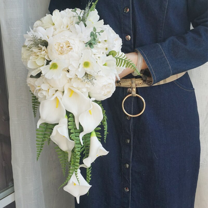 Waterfall Wedding Flower Bridal Bouquet Artificial... – Grandado