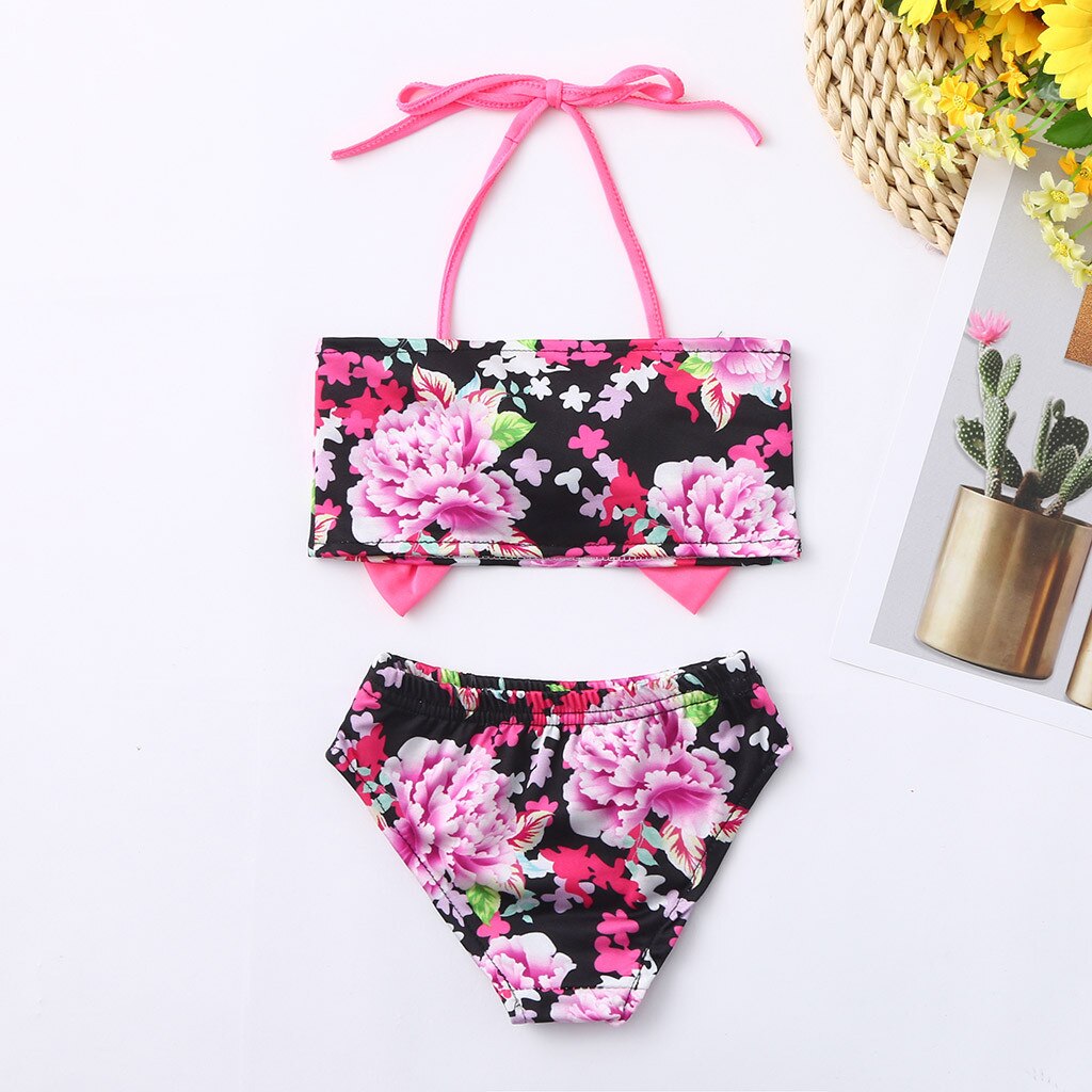 Zomer Kids Baby Meisjes Grote Strik Bloemenprint V... – Grandado