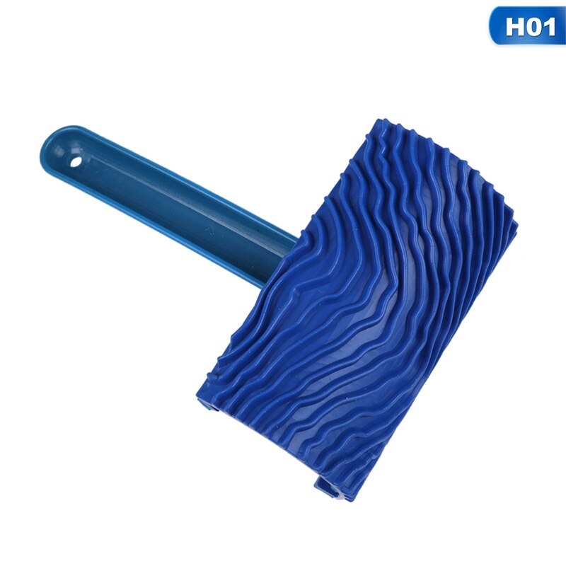 Blue Wood Grain Rubber Roller With Handle For Pain... – Grandado