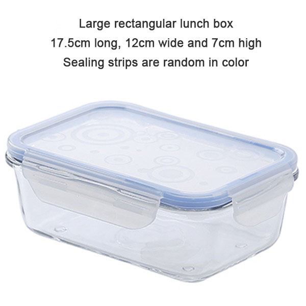 Glass Lunch Box Round Rectangle Transparent Blue F... – Grandado