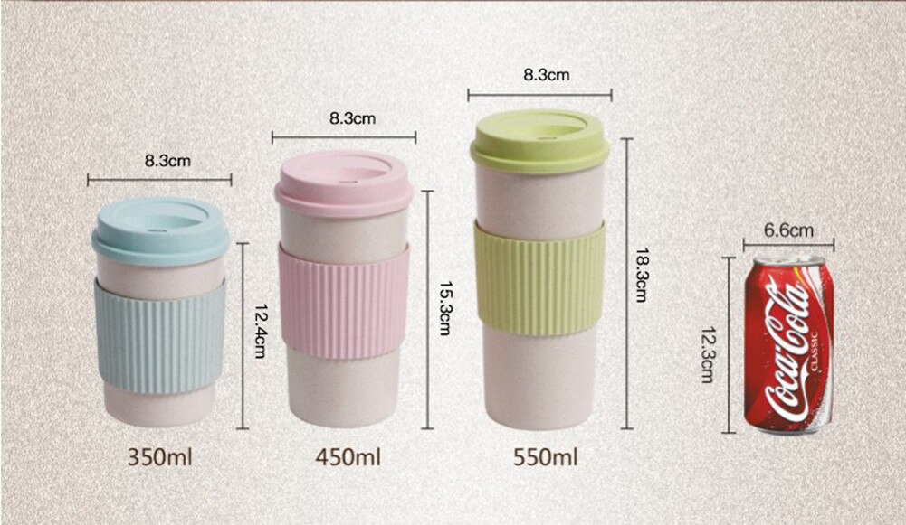 350ml 450ml 550ml miljövänlig kort vetehalmugg kaf... – Vicedeal