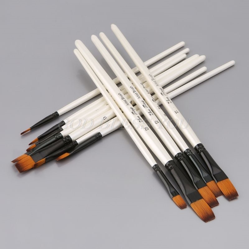 12Pcs 12Pcs Artist Paint Brush Set Nylon Bristles ... – Grandado