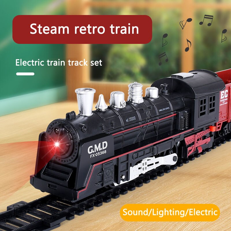 Children's Electric Retro Steam Train Set Trac... – Grandado