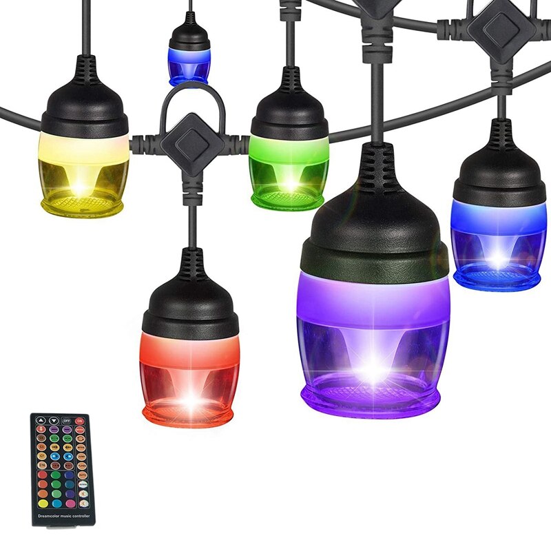 12Bulbs RGB Changeable Outdoor String Lights LED P... – Grandado