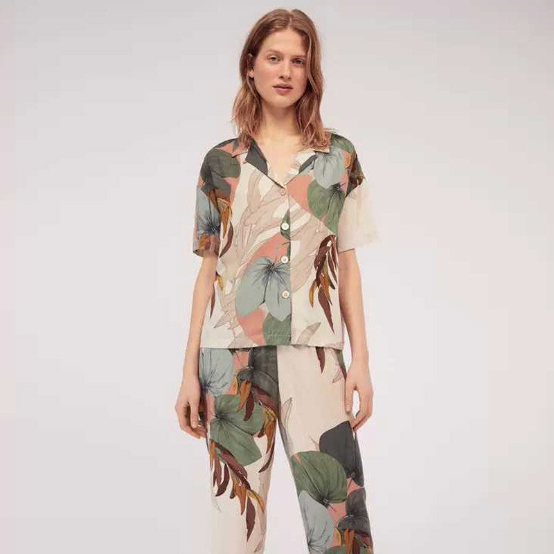 Pajamas Women's Short-sleeved Cropped Trousers Paj... – Grandado