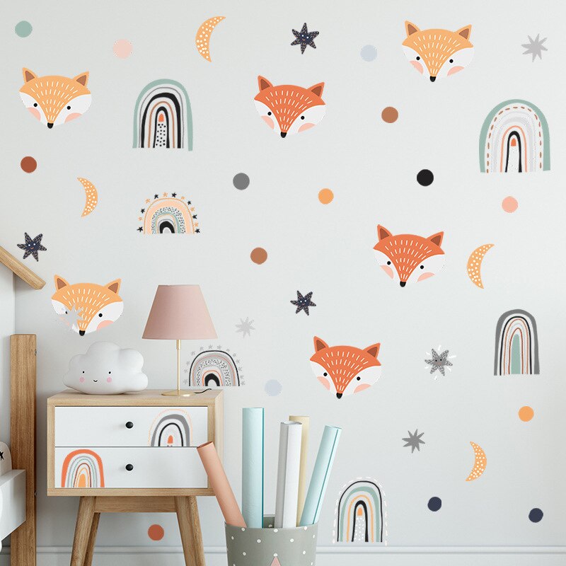 Diy Fox Rainbow Home Decor Pvc Wall Stickers For B... – Grandado