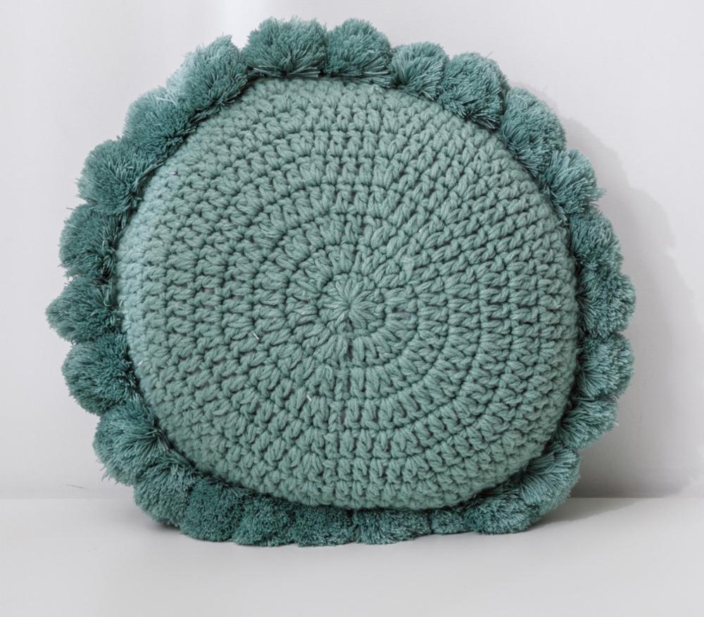 Rund pude i skandinavisk stil, rygstøtte, dejlig s... – Vicedeal