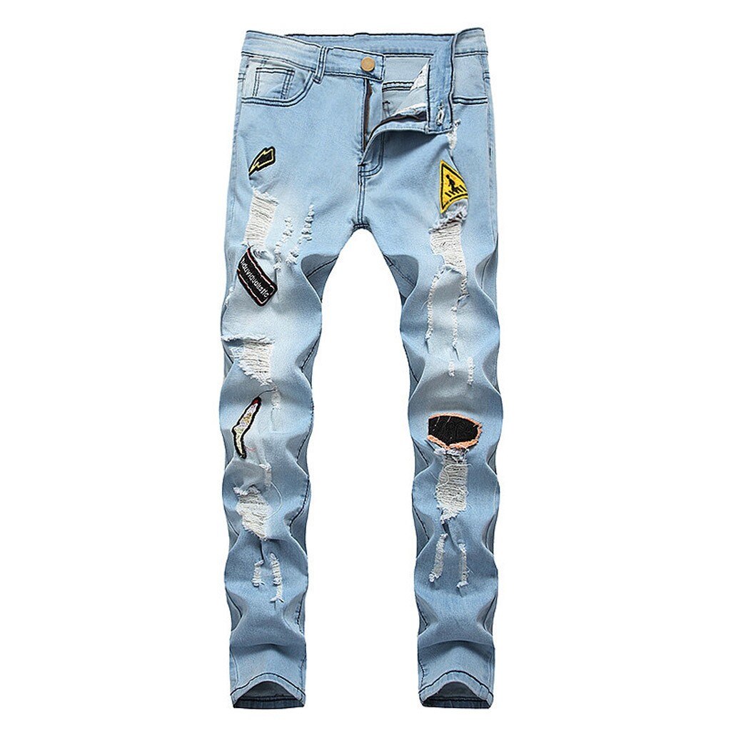 Fall Men's Trendy Ripped Jeans Outdoor Street Men'... – Grandado