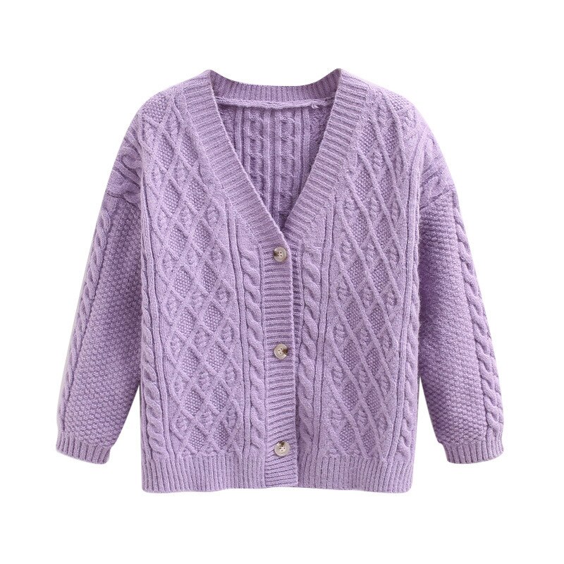 Girls Purple Sweater Autumn Winter Kids Knitted Ca... – Vicedeal