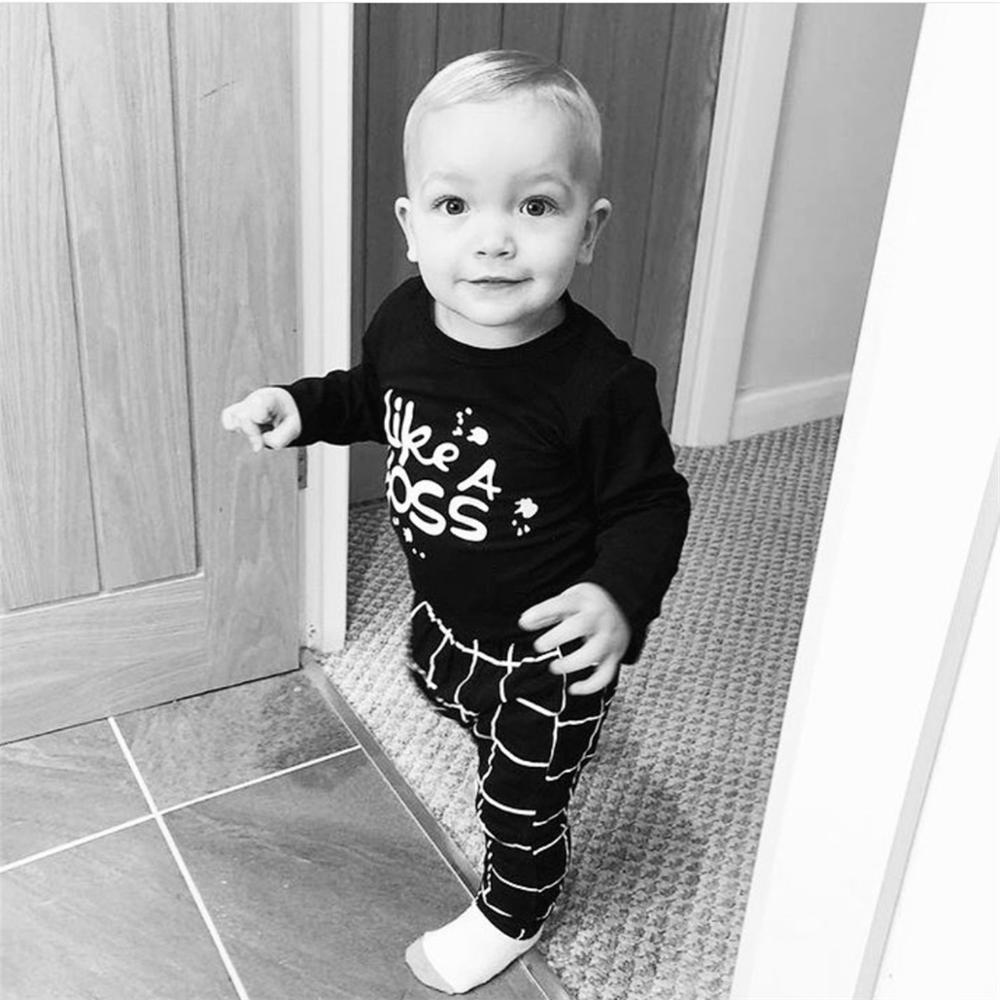 Newborn Baby Boy Clothes Set Letter Like A Boss Lo... – Grandado