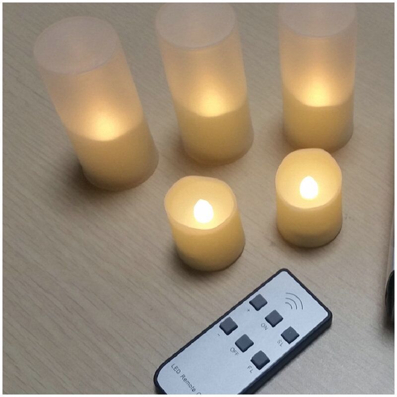 Sett of 6 oppladbare flammeløse bølgete kantlys m... – Grandado