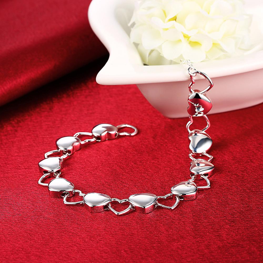 925 Silver Bracelet Heart To Heart Charm Bracelet ... – Grandado